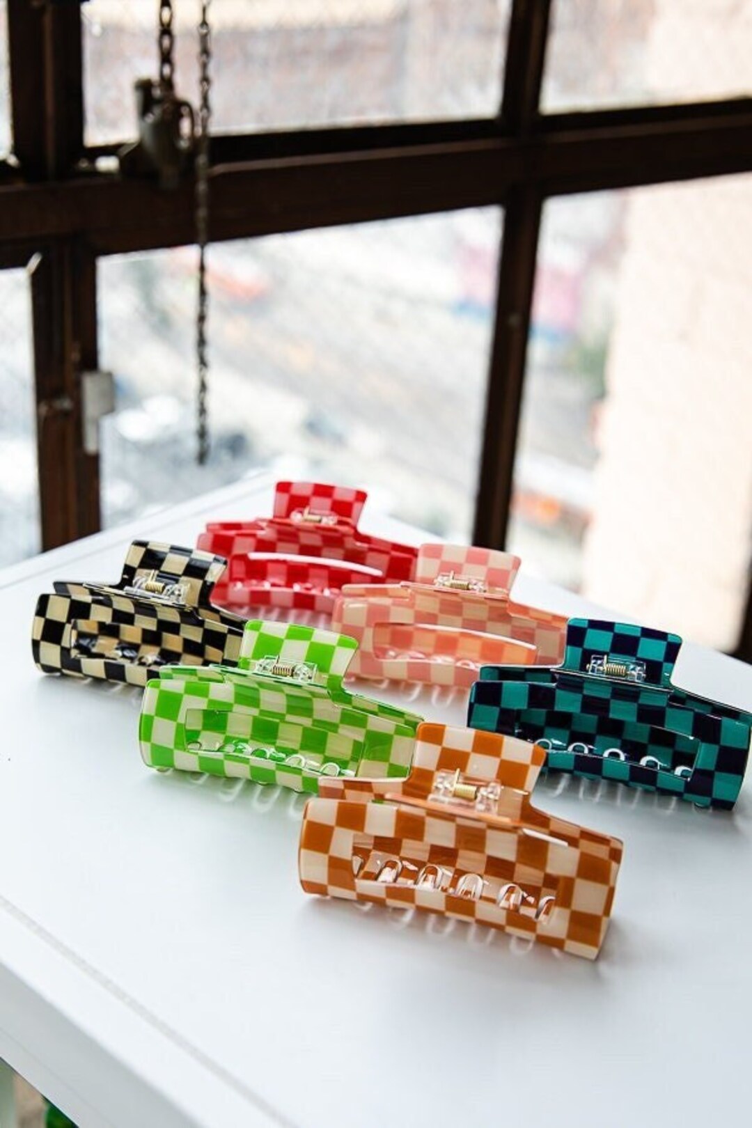 Checkered Hair Claw/ Jumbo Checkered Hair Clip/ Plaid Checkered Hair ...