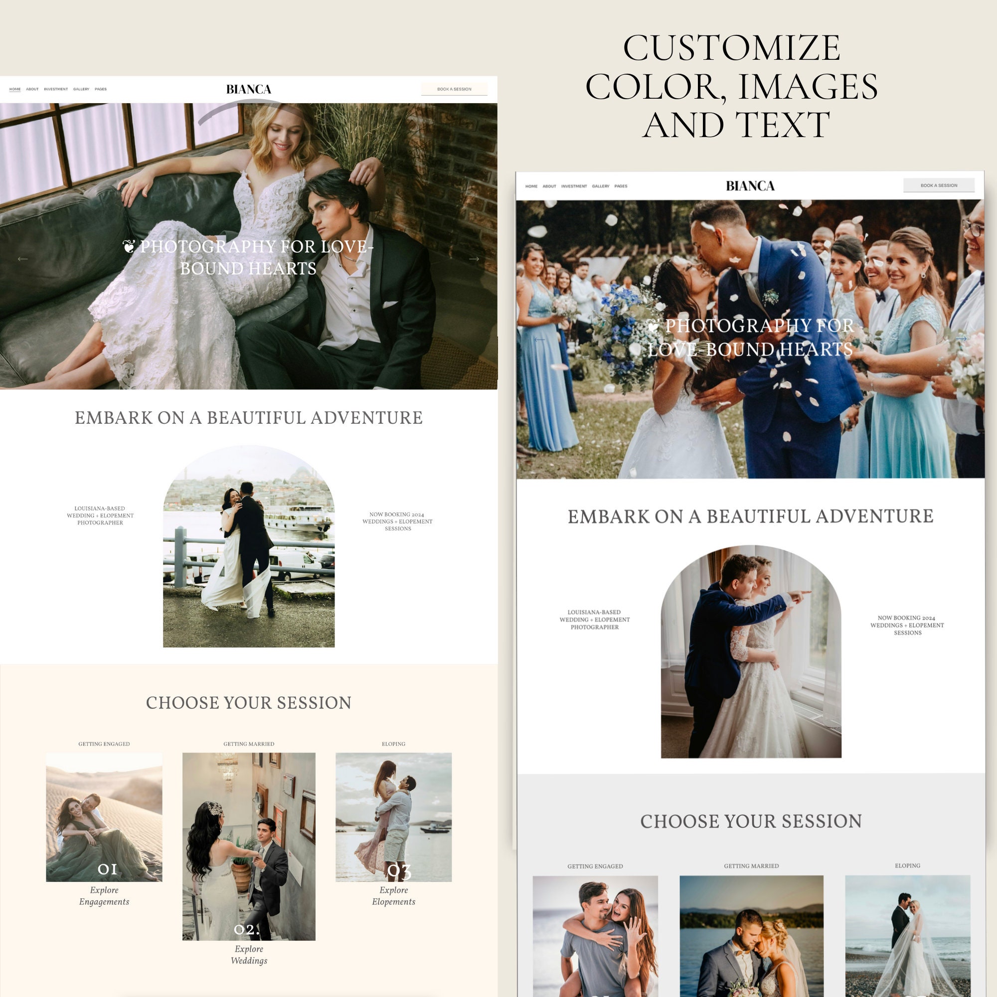 Squarespace Website Template for Photographer, Bianca Template ...