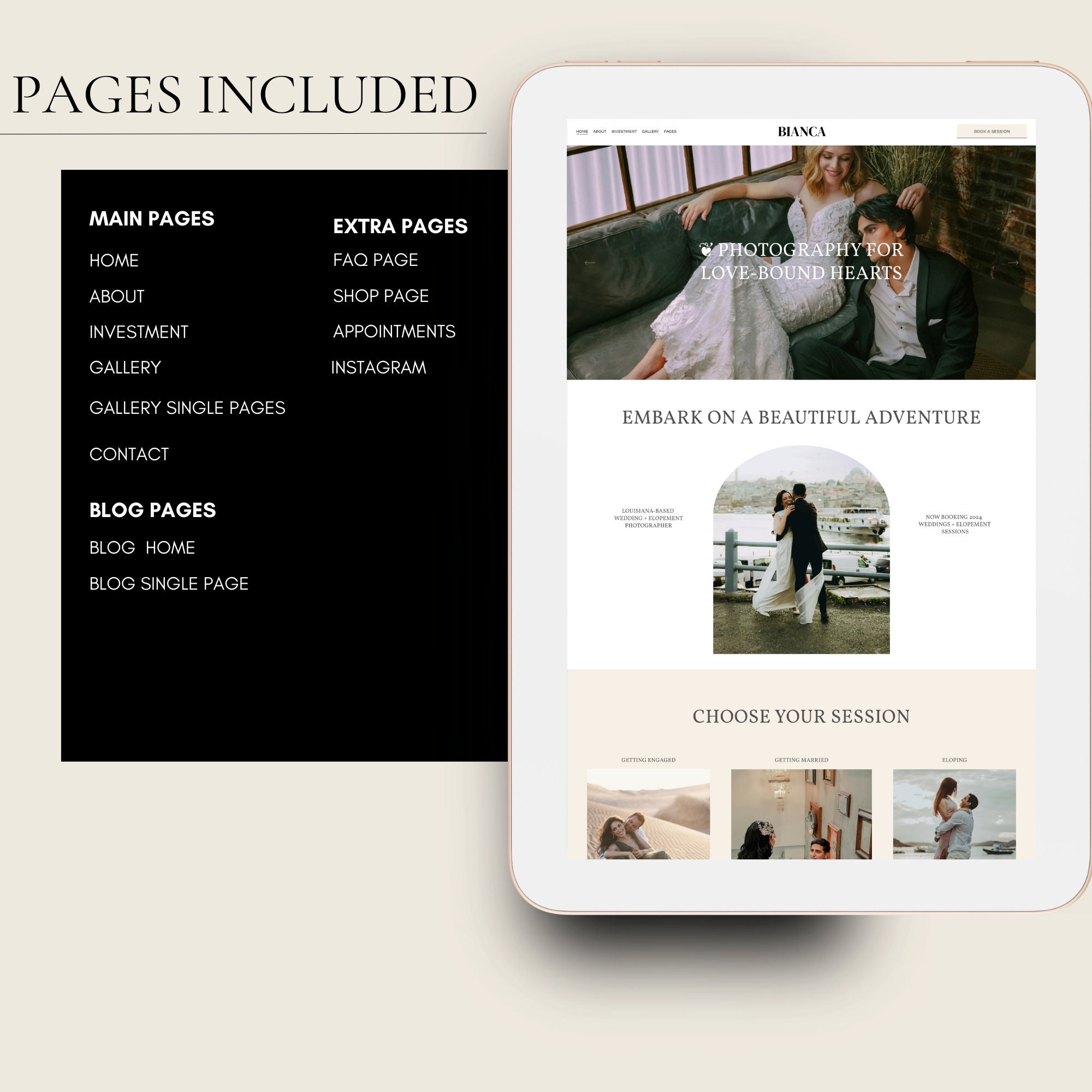 Squarespace Website Template for Photographer, Bianca Template ...