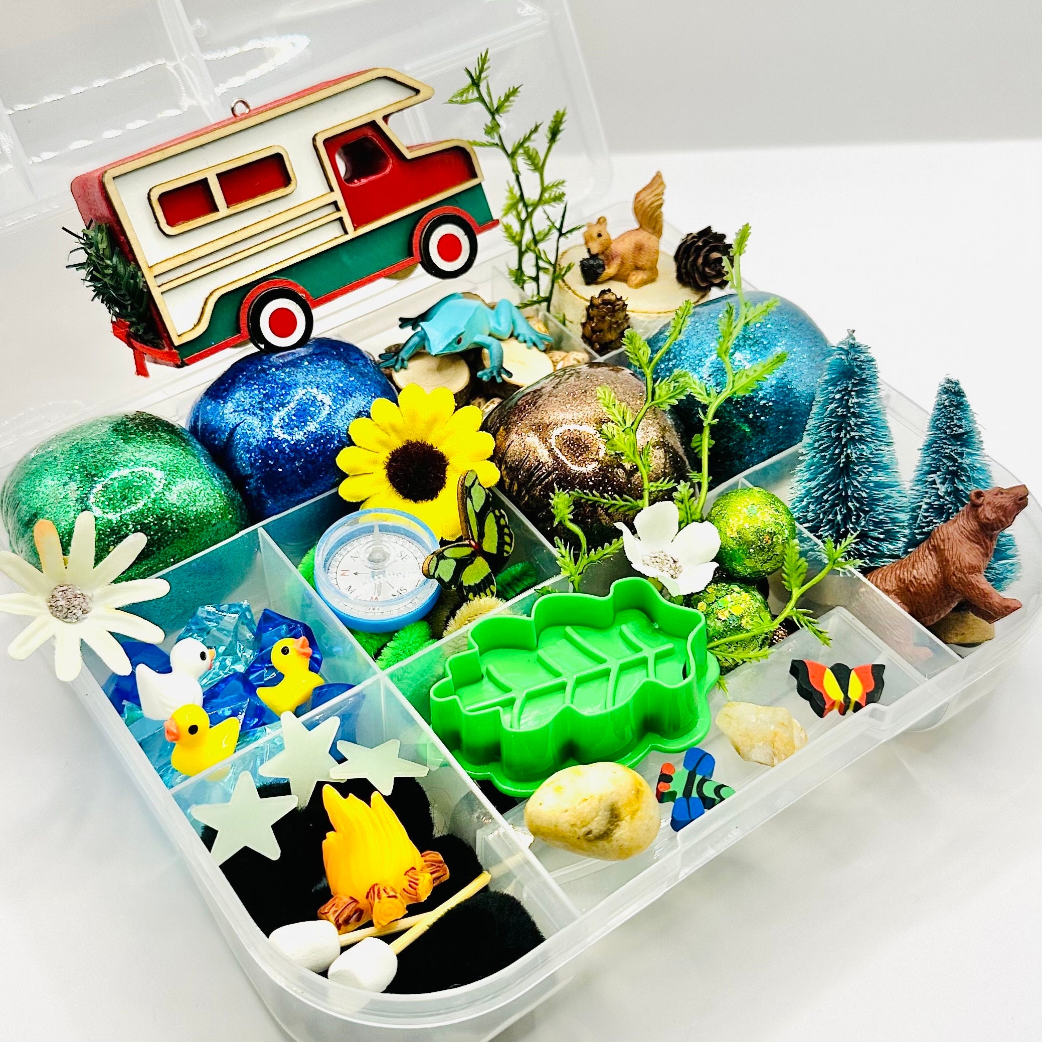 Camping Playdough Kit, Camping Sensory Kit, Sensory Bin, Playdoh Kit ...