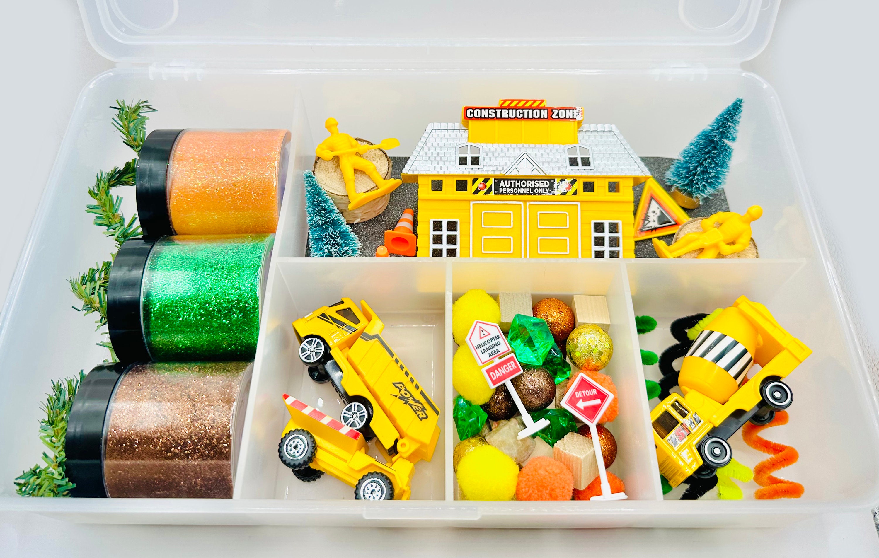 Construction Playdough Kit, Sensory Kit, Sensory Bin, Playdoh Kit ...