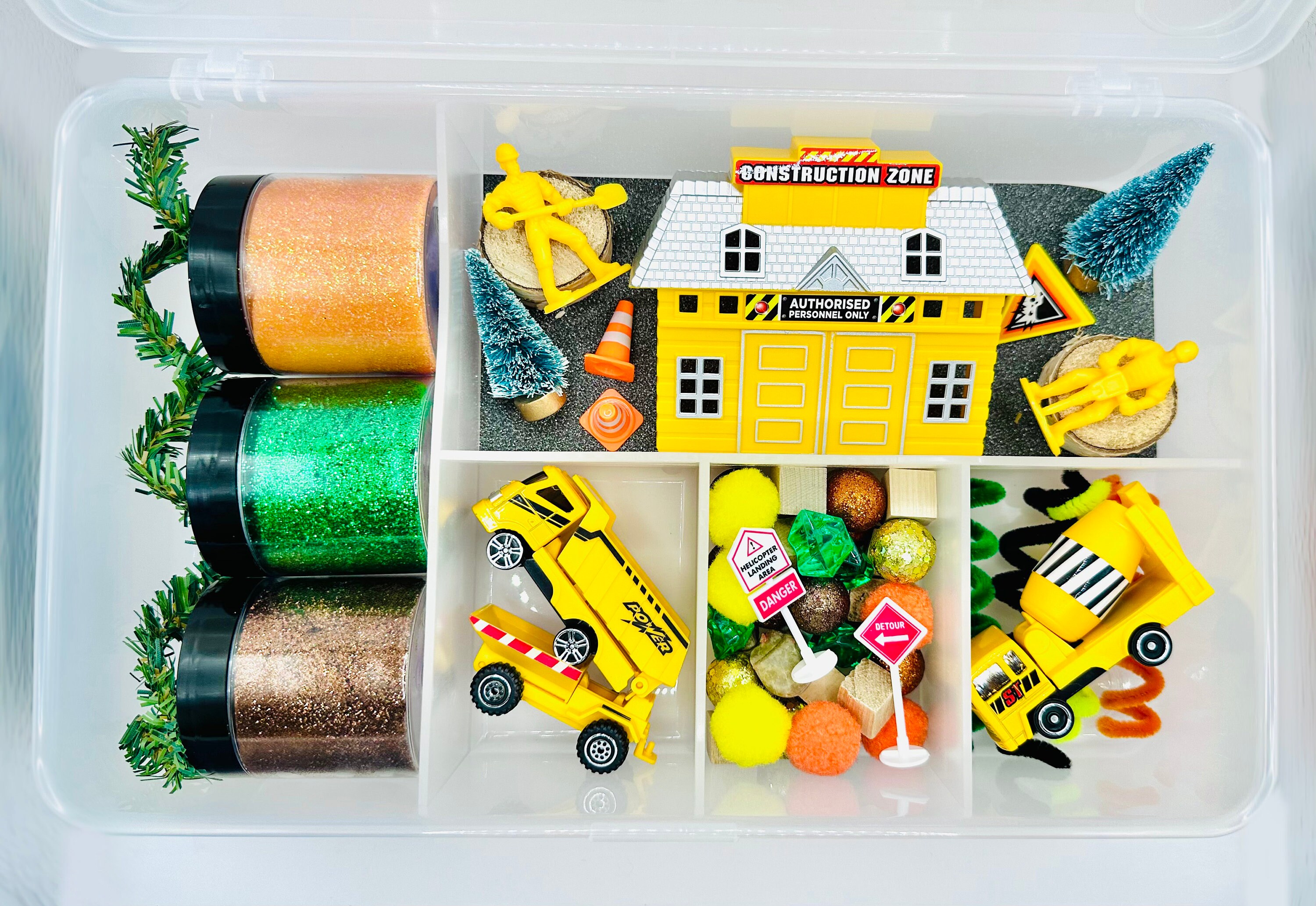 Construction Playdough Kit, Sensory Kit, Sensory Bin, Playdoh Kit ...