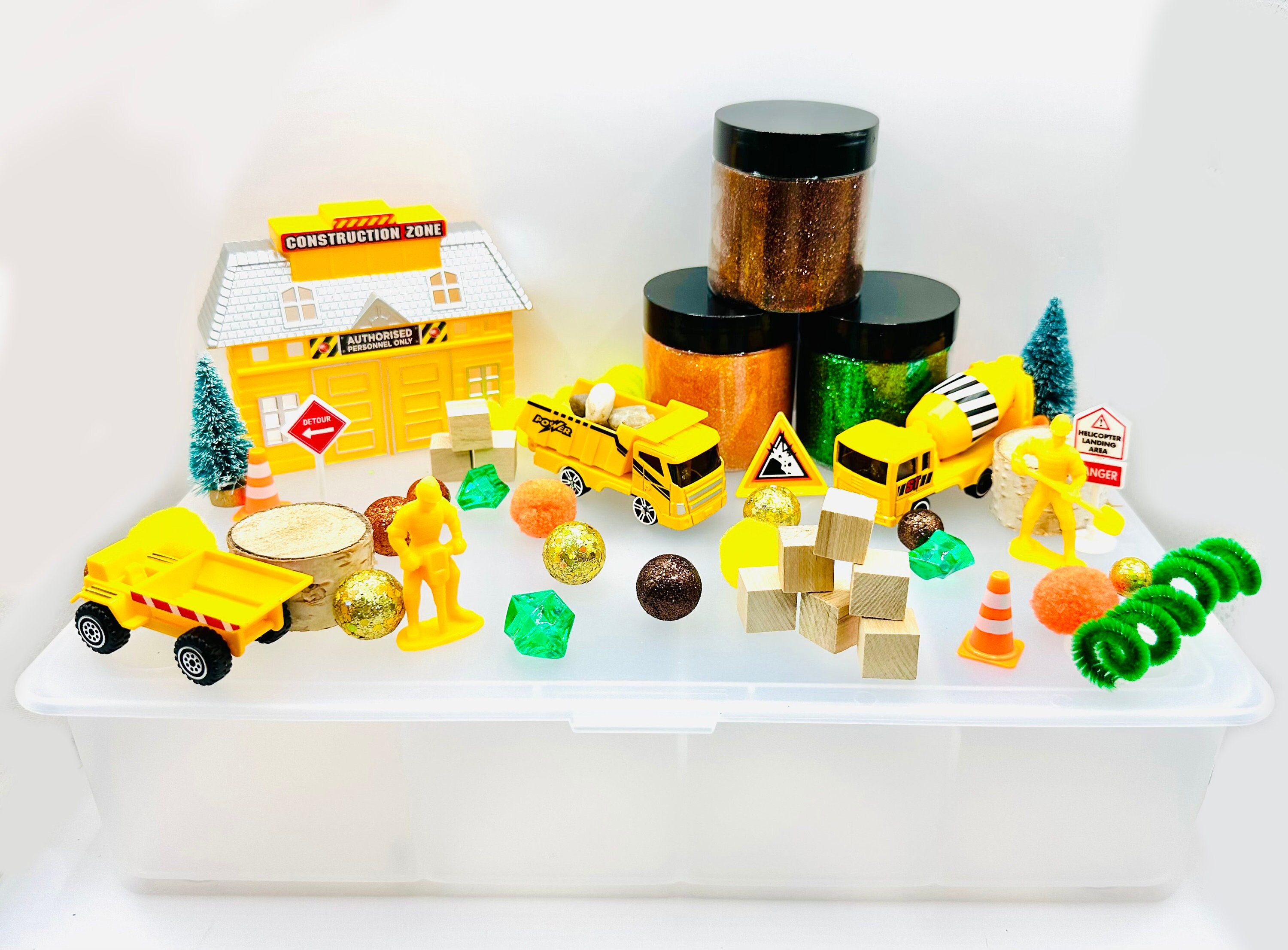 Construction Playdough Kit, Sensory Kit, Sensory Bin, Playdoh Kit ...