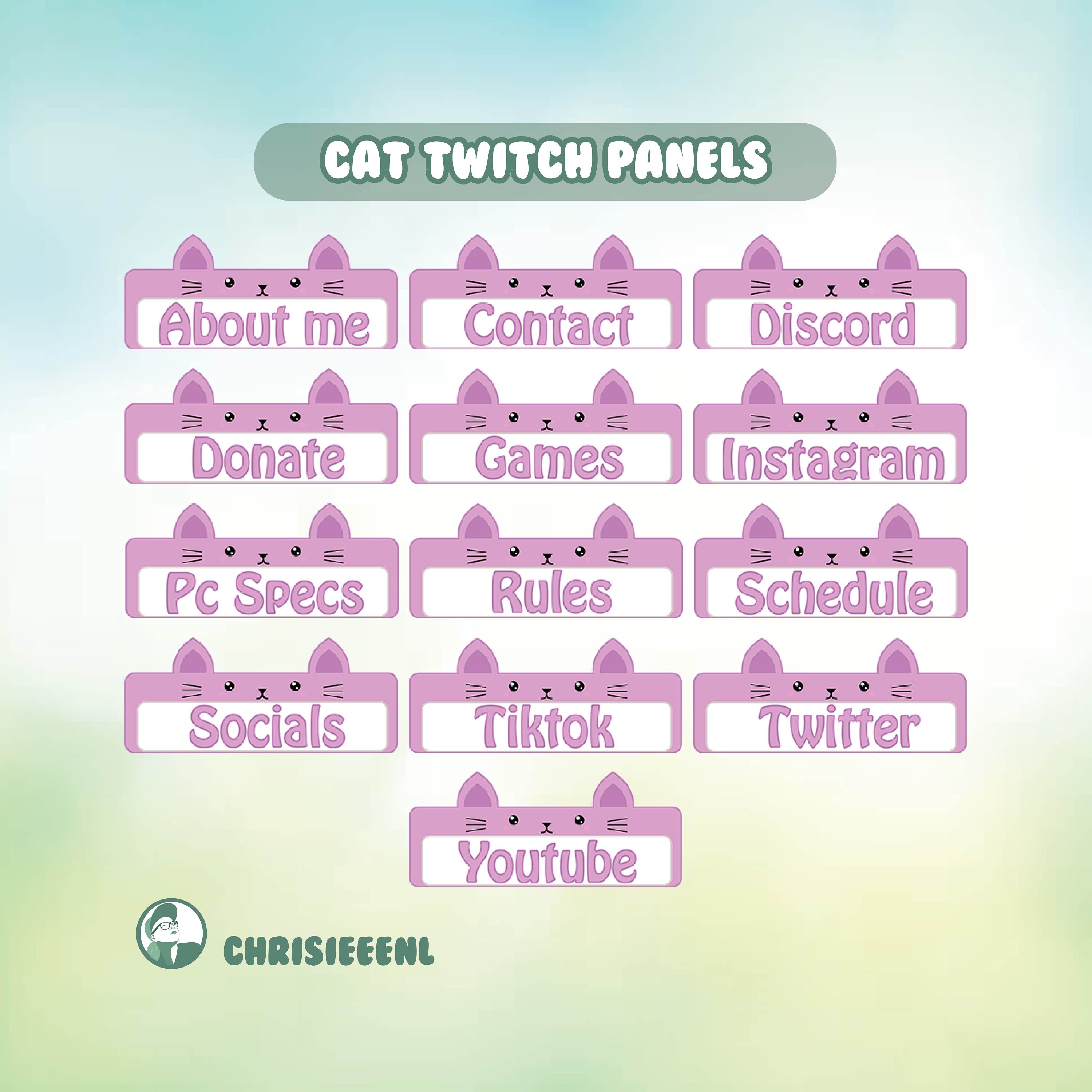 Pink Cat ~ Twitch Panels ~ Instant Download - Etsy