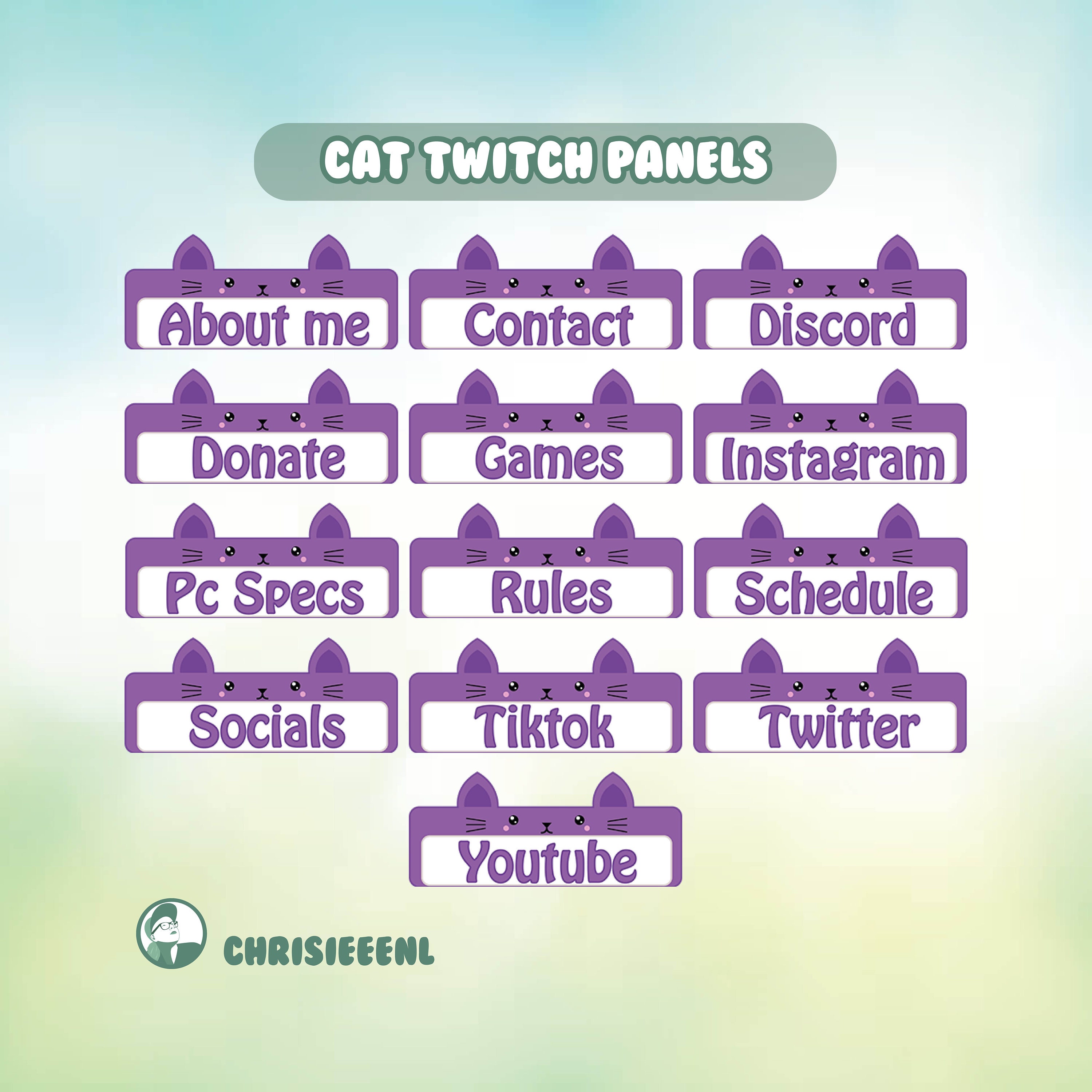Purple Cat ~ Twitch Panels ~ Instant Download - Etsy