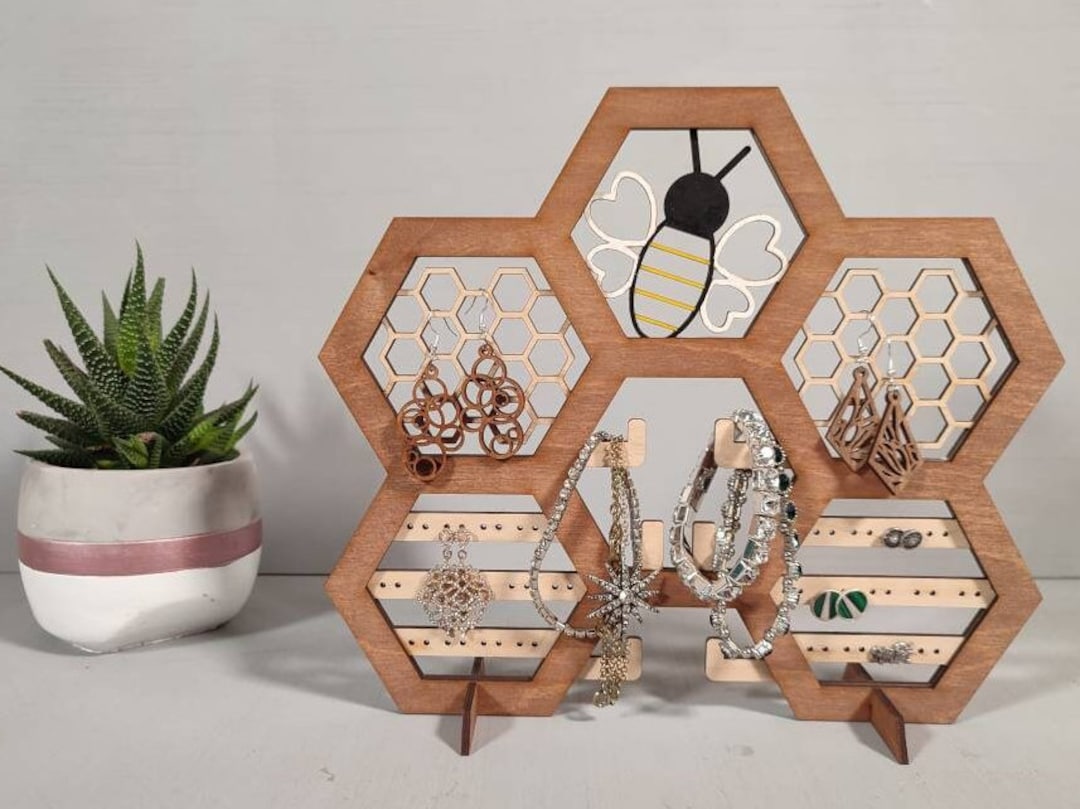 Bee Honeycomb Jewellery Display Stand Handmade Wooden - Etsy