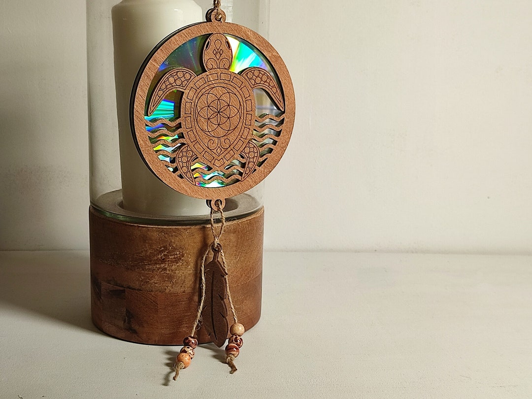 Turtle Suncatcher Upcycled CD Garden Home Decoration Laser - Etsy UK