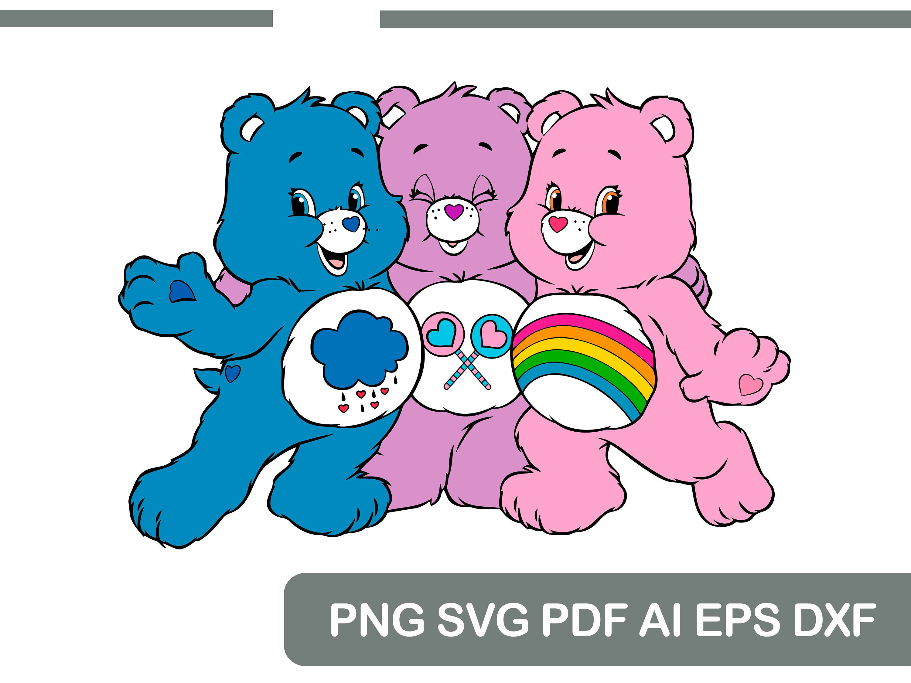 3 Care Bear Grumpy Share a Lot Cheer Printable Png Pdf Ai Eps - Etsy