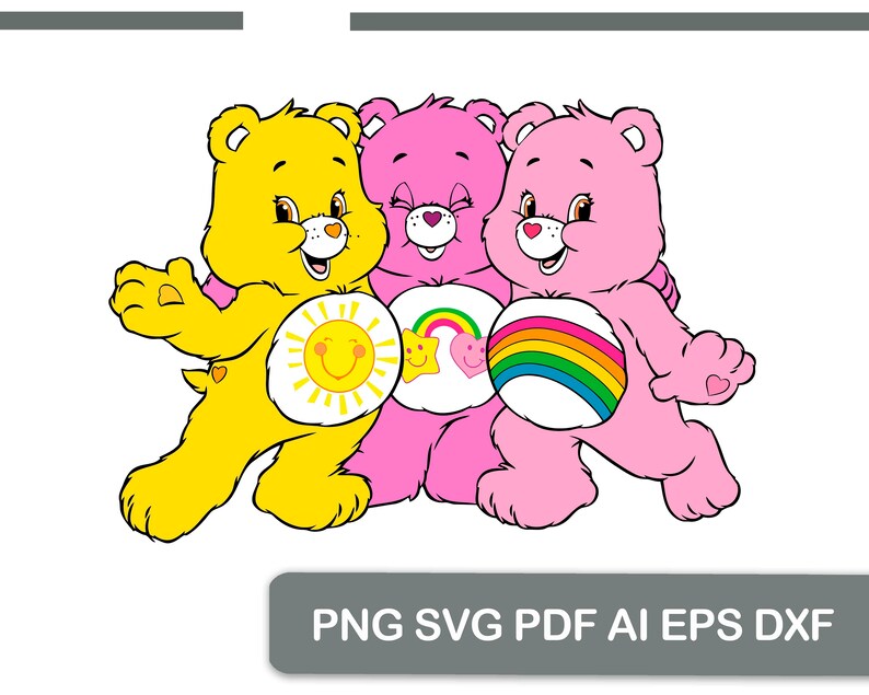 3 Care Bear Funshine Cheer Friend Printable Png Pdf Ai Eps Dxf - Etsy UK