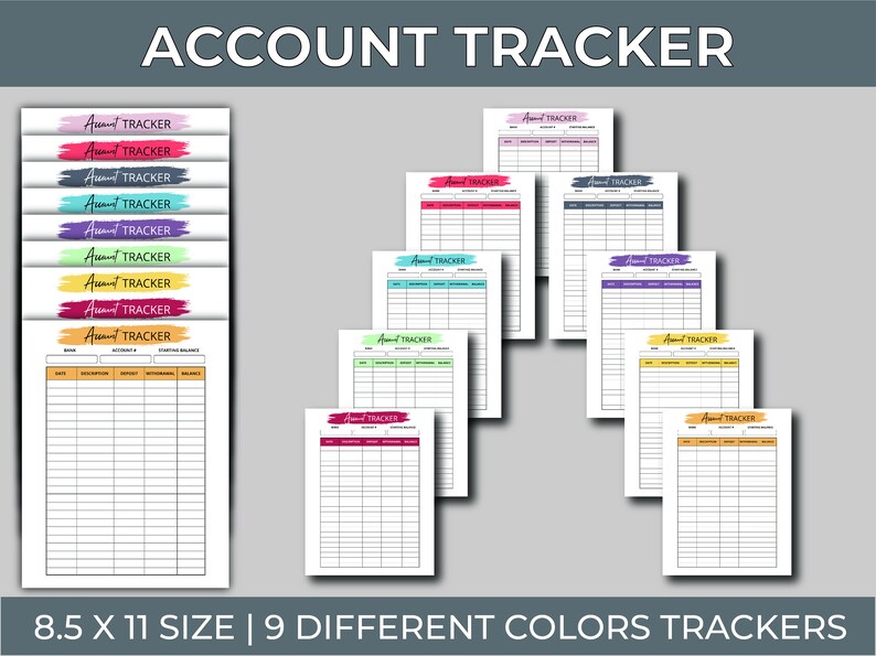 Editable Account Tracker Printable Account Log Tracker Account Balance ...