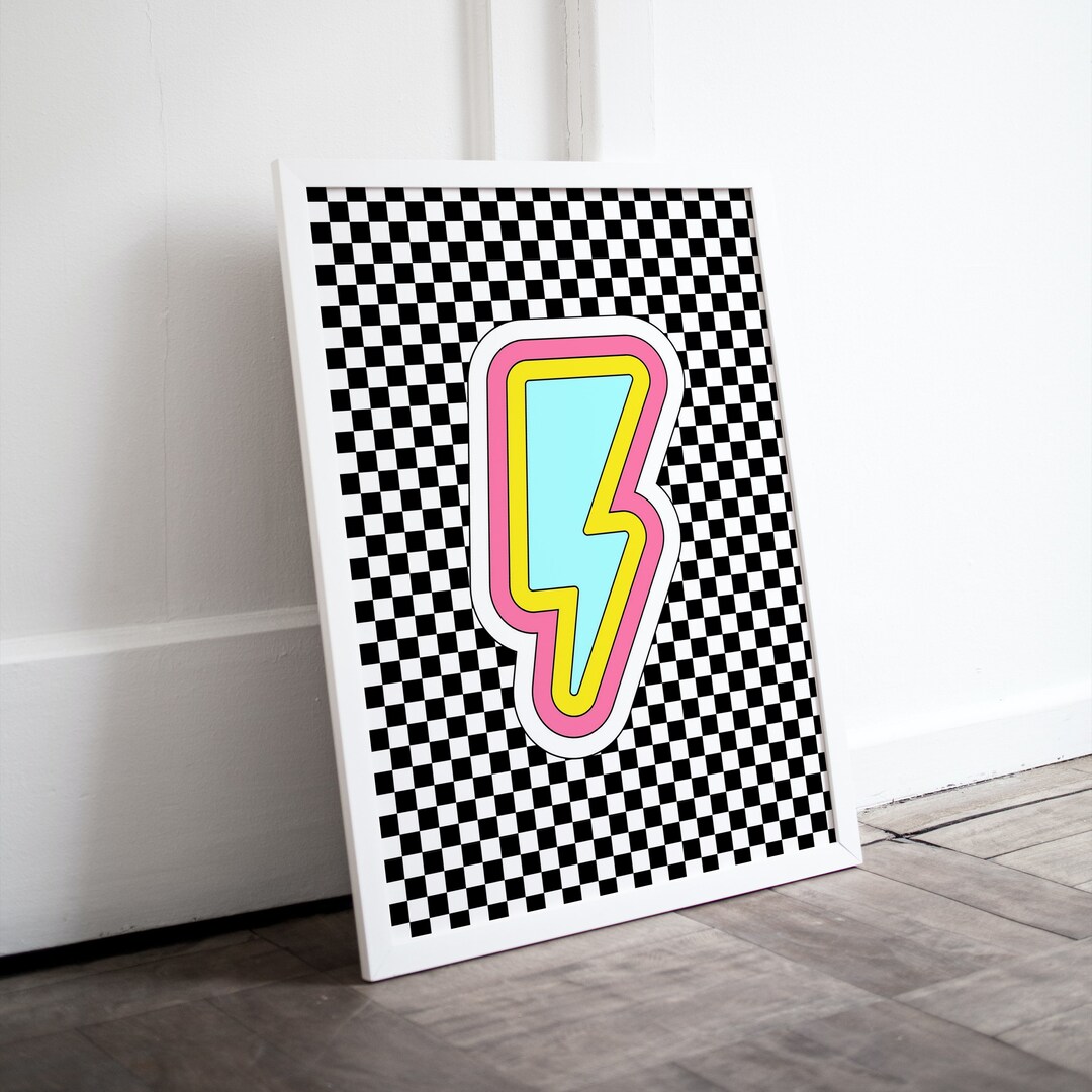 Lightning Bolt Art Print, Colourful Pop Art Wall Art, Colorful Prints ...