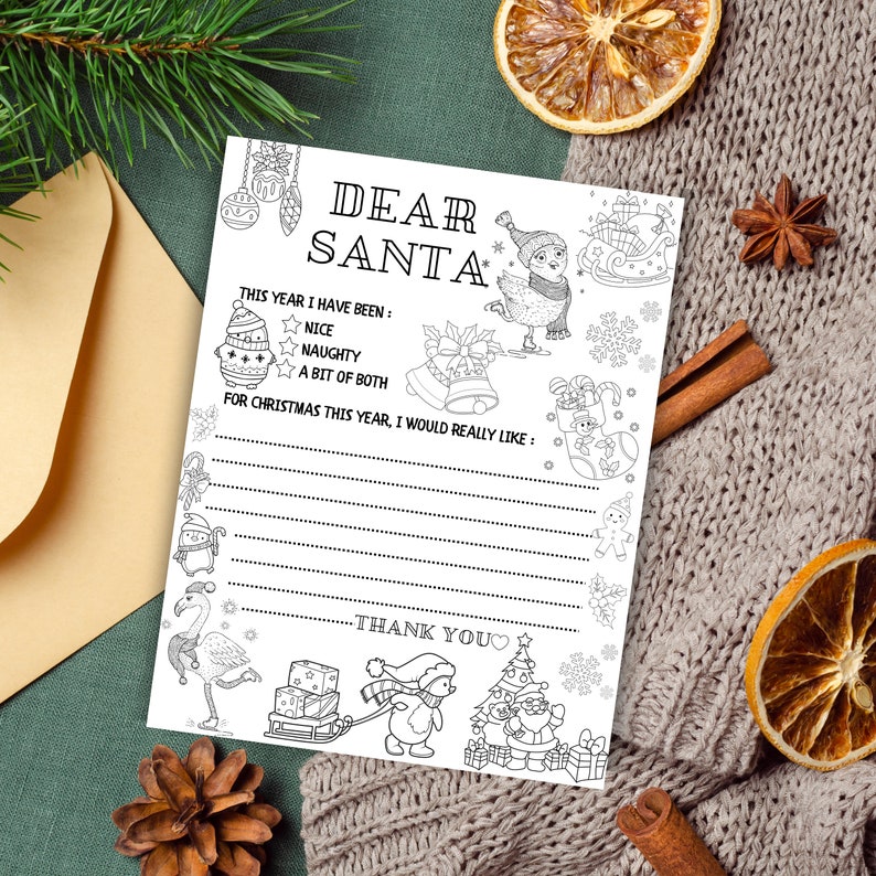 Letter to Dear Santa Coloring Page, Dear Santa Wish List, Letter to ...
