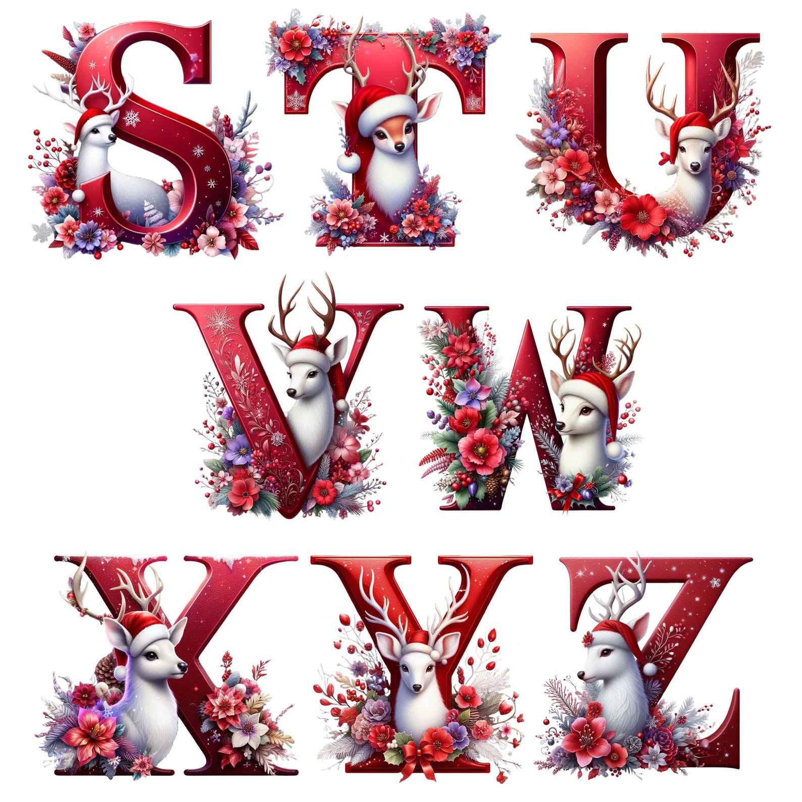 Christmas Alphabet Png, Christmas Letters Clipart, Reindeer Letters ...