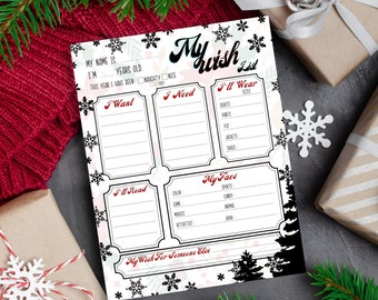 Printable Christmas Gift Wish List Template, My Wish List, Christmas ...