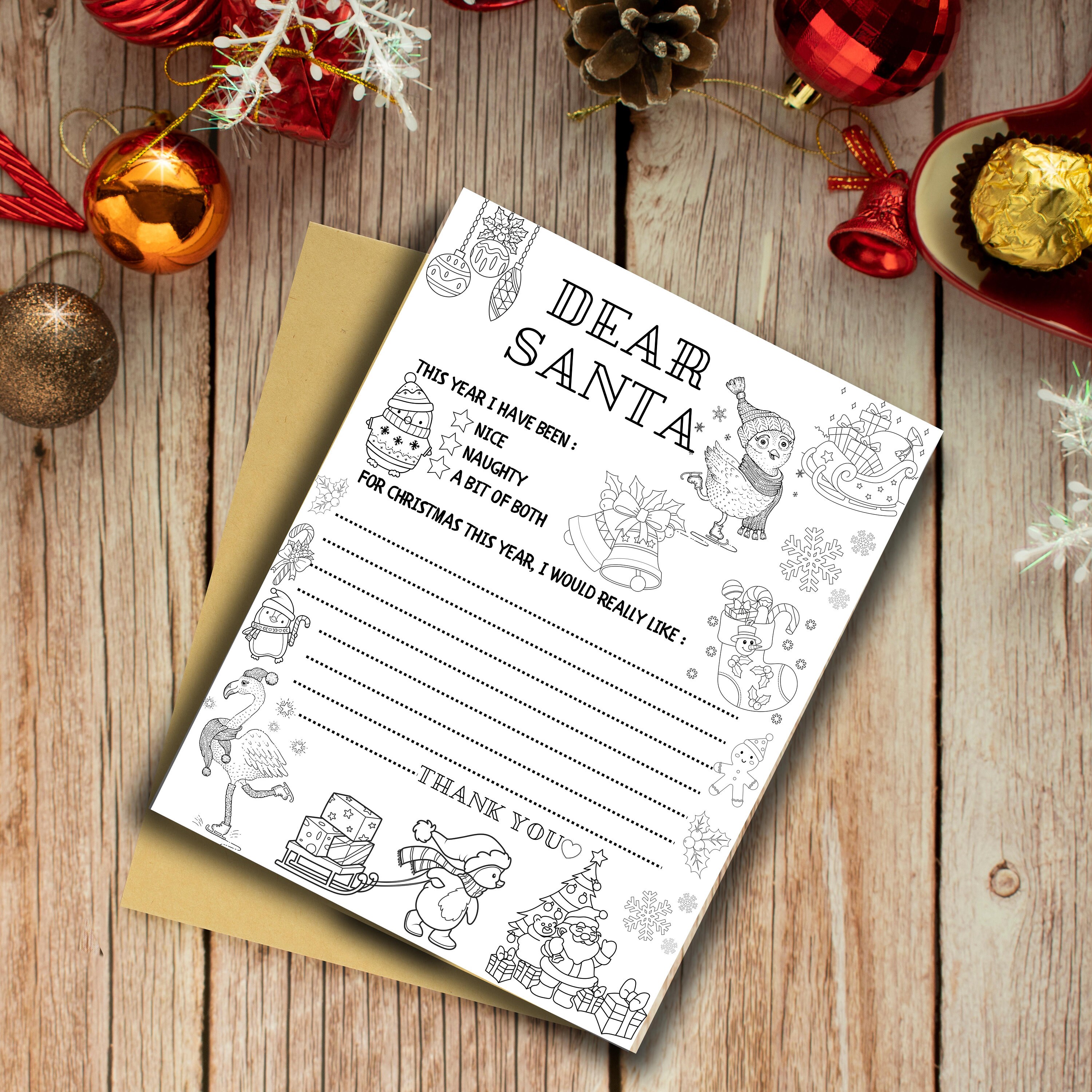 Letter to Dear Santa Coloring Page, Dear Santa Wish List, Letter to ...
