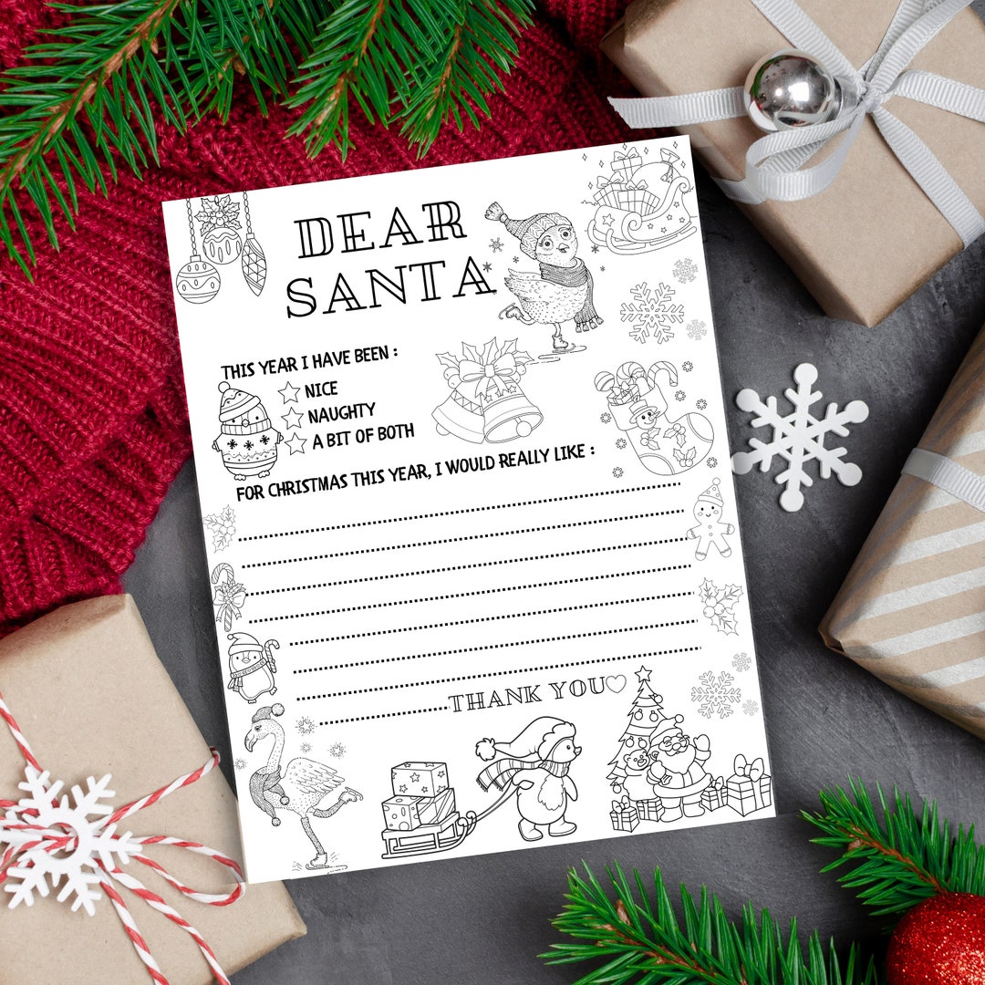Letter to Dear Santa Coloring Page, Dear Santa Wish List, Letter to ...