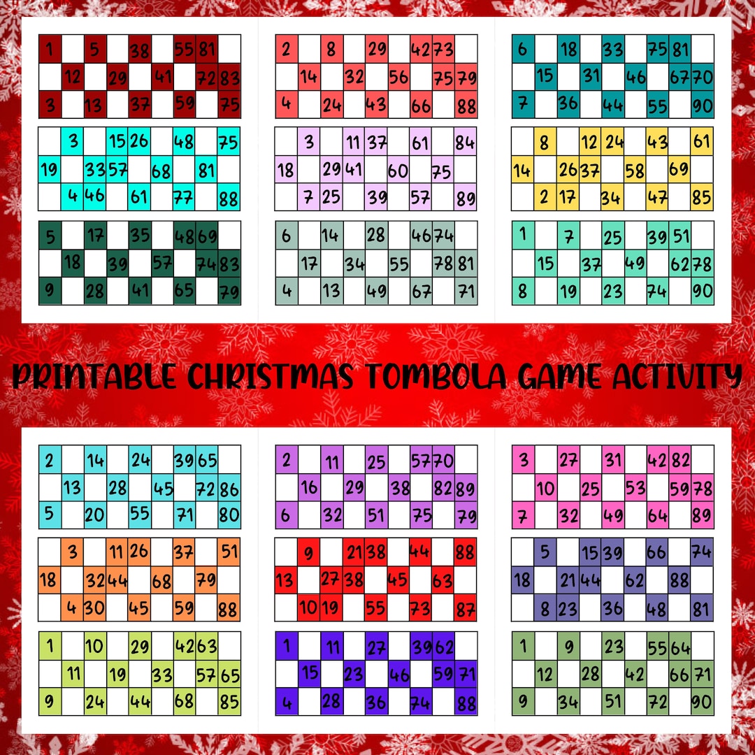 Printable Christmas Tambola Game Activity, Christmas Game for Kids ...