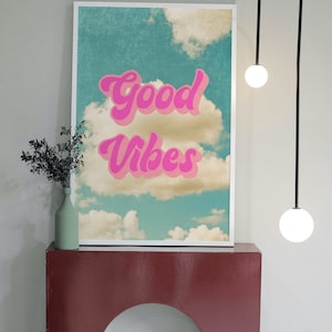 Good Vibes Poster, Good Vibes Print Art, Hippie Room Decor, Retro ...