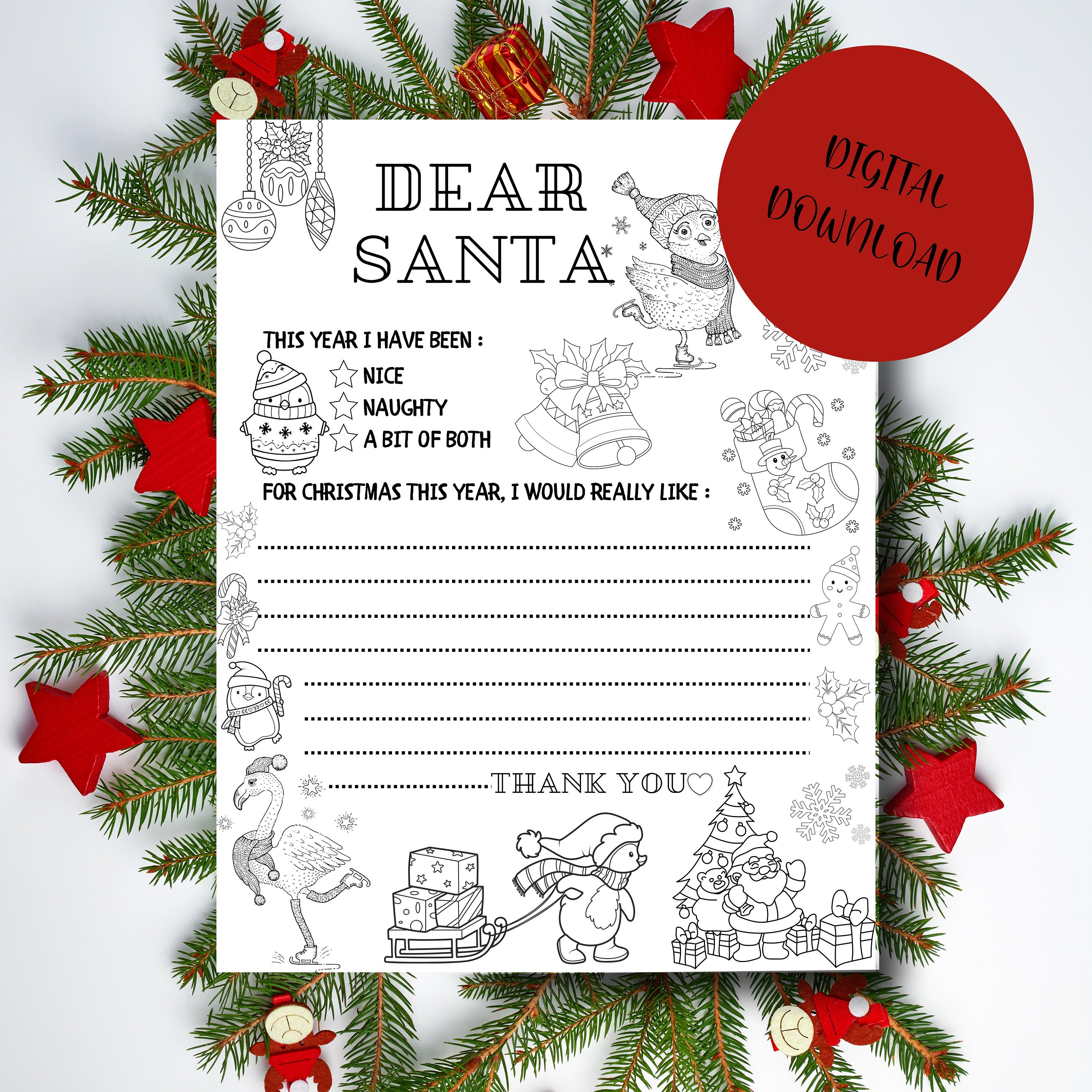 Letter to Dear Santa Coloring Page, Dear Santa Wish List, Letter to ...