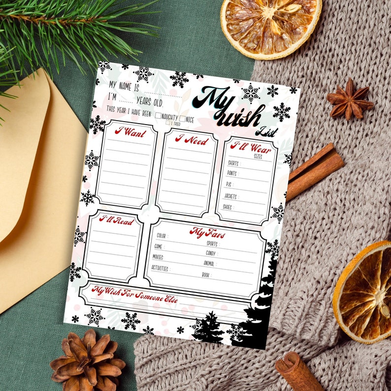 Printable Christmas Gift Wish List Template, My Christmas Wish List ...