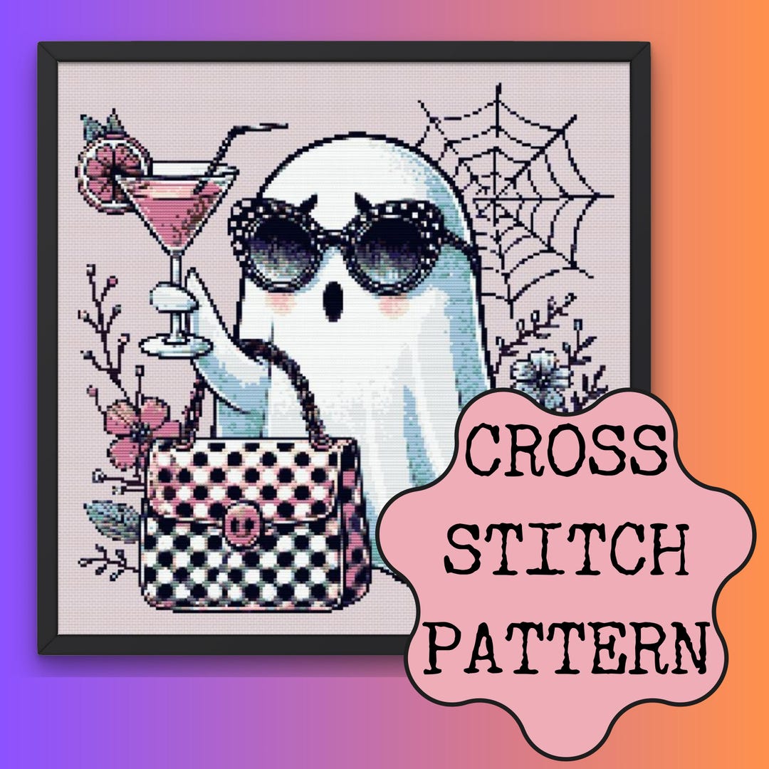 Halloween Ghost Cross Stitch Pattern, Counted Cross Stitch Chart, Hand ...