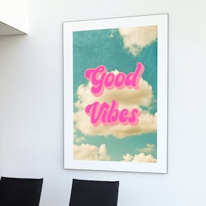 Good Vibes Poster, Good Vibes Print Art, Hippie Room Decor, Retro ...