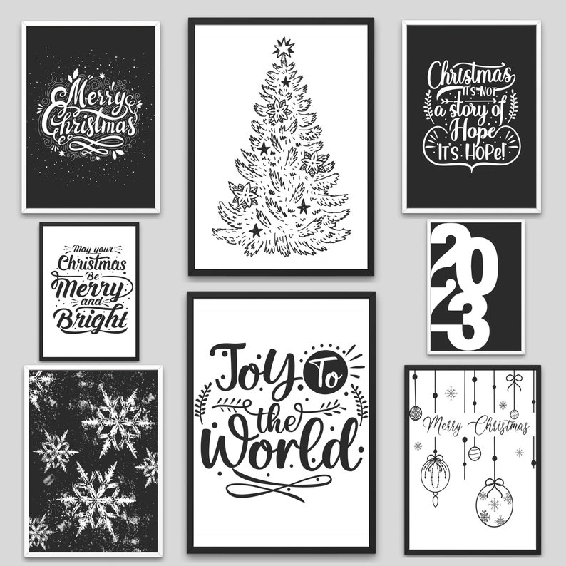 Christmas Print Bundle Set - 8 Printables Art, Christmas Wall Art ...