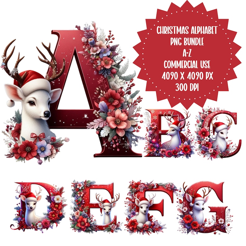 Christmas Alphabet Png, Christmas Letters Clipart, Reindeer Letters ...