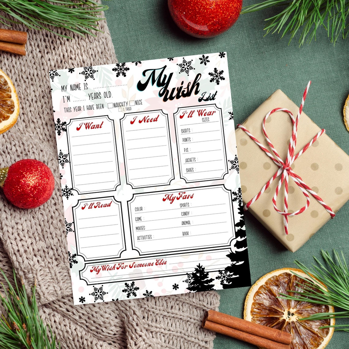 Printable Christmas Gift Wish List Template, My Christmas Wish List ...
