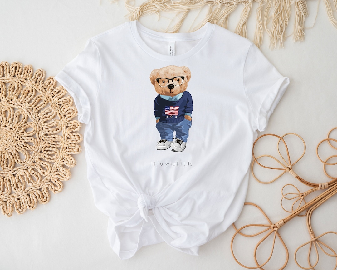 Teddy Bear Shirt With American Flag Design Shirt Fathers Day Gift Animal Lover Shirt Cute Bear ...