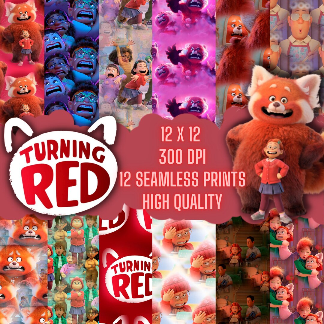 Turning Red Seamless Pattern Digital Paper 1212, Turning Red for ...