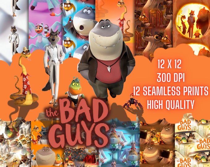 Bad Guys Seamless Digital Paper 12x12 JPEG for Birthday Invitations ...