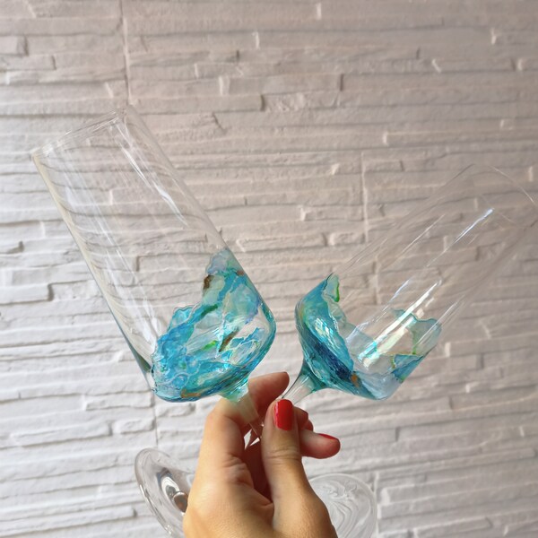Painted Stem Glasses - Etsy