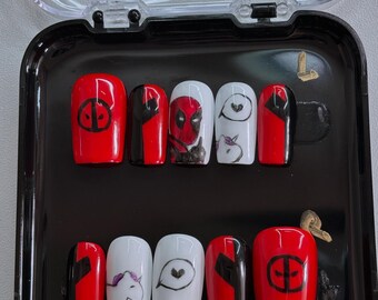 Deadpool and Wolverine Nails Hand Painted Press on Nails Acrylic Long ...