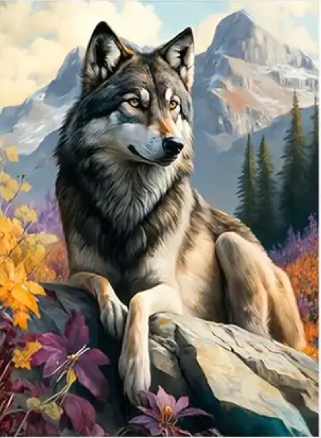 Wolf (round) 30x40cm Diamond Art Kit - Etsy