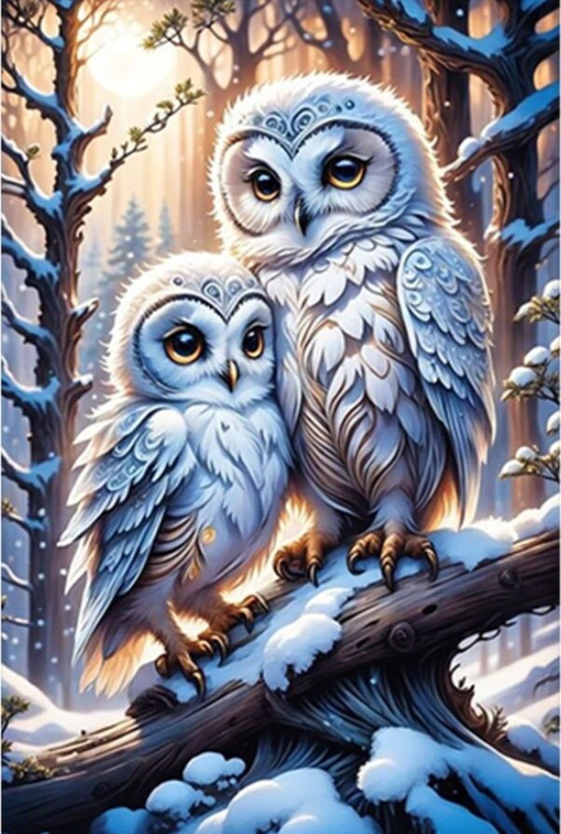 Owl round 30x45cm Diamond Art - Etsy