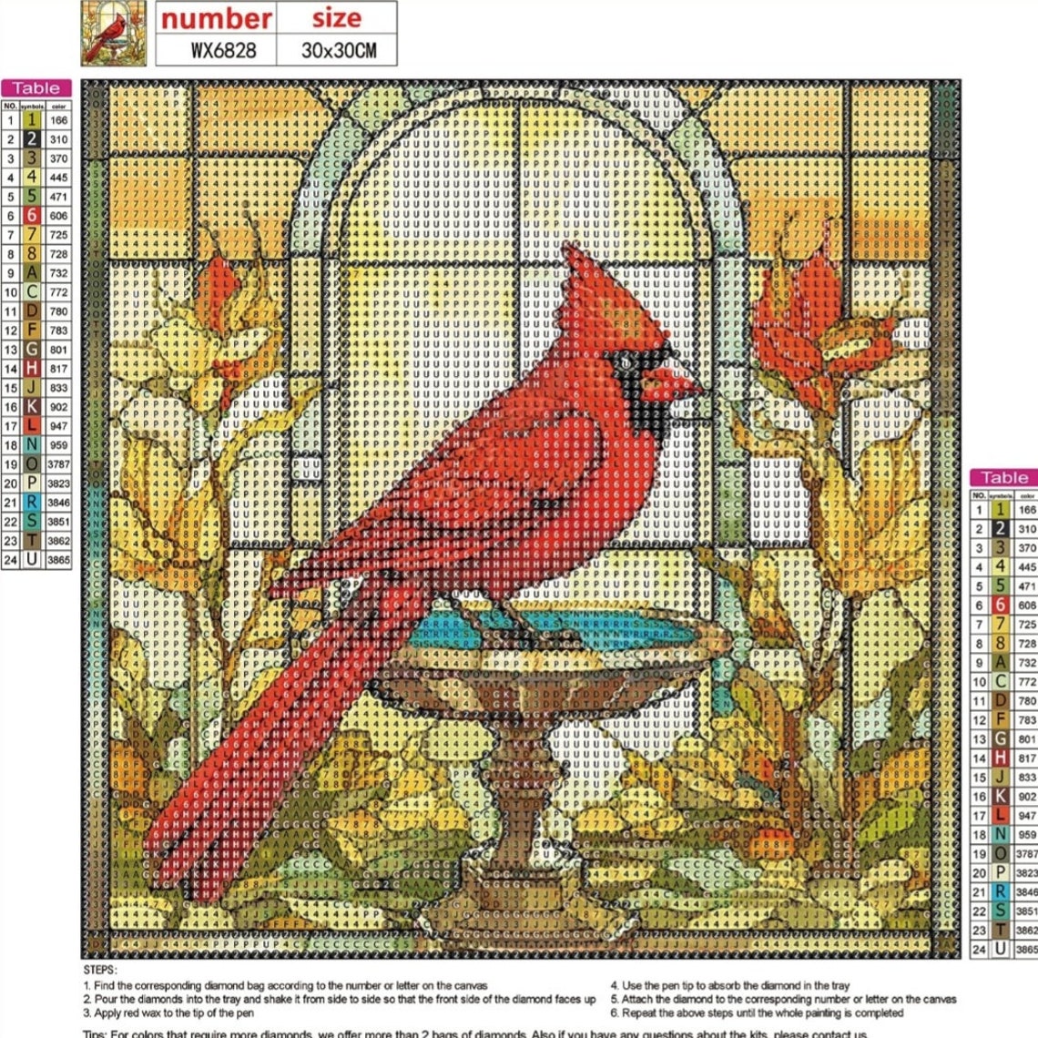 Cardinal round 30x30 Diamond Art Kit - Etsy