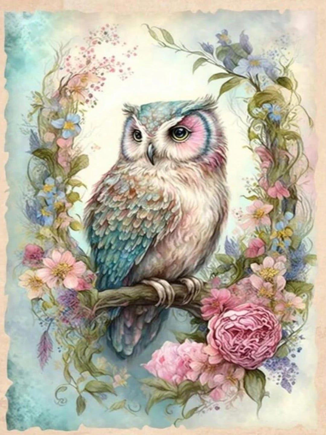 Owl (round) 30x40cm Diamond Art Kit - Etsy