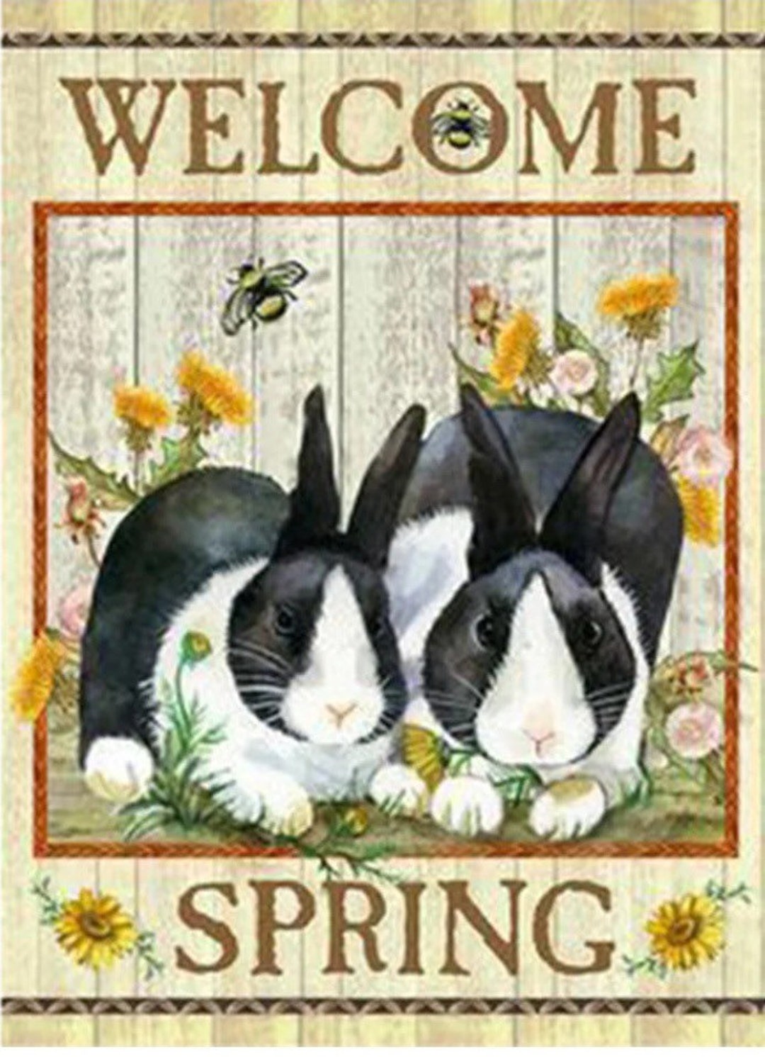 Welcome Bunny round 40x50cm Diamond Art Kit - Etsy