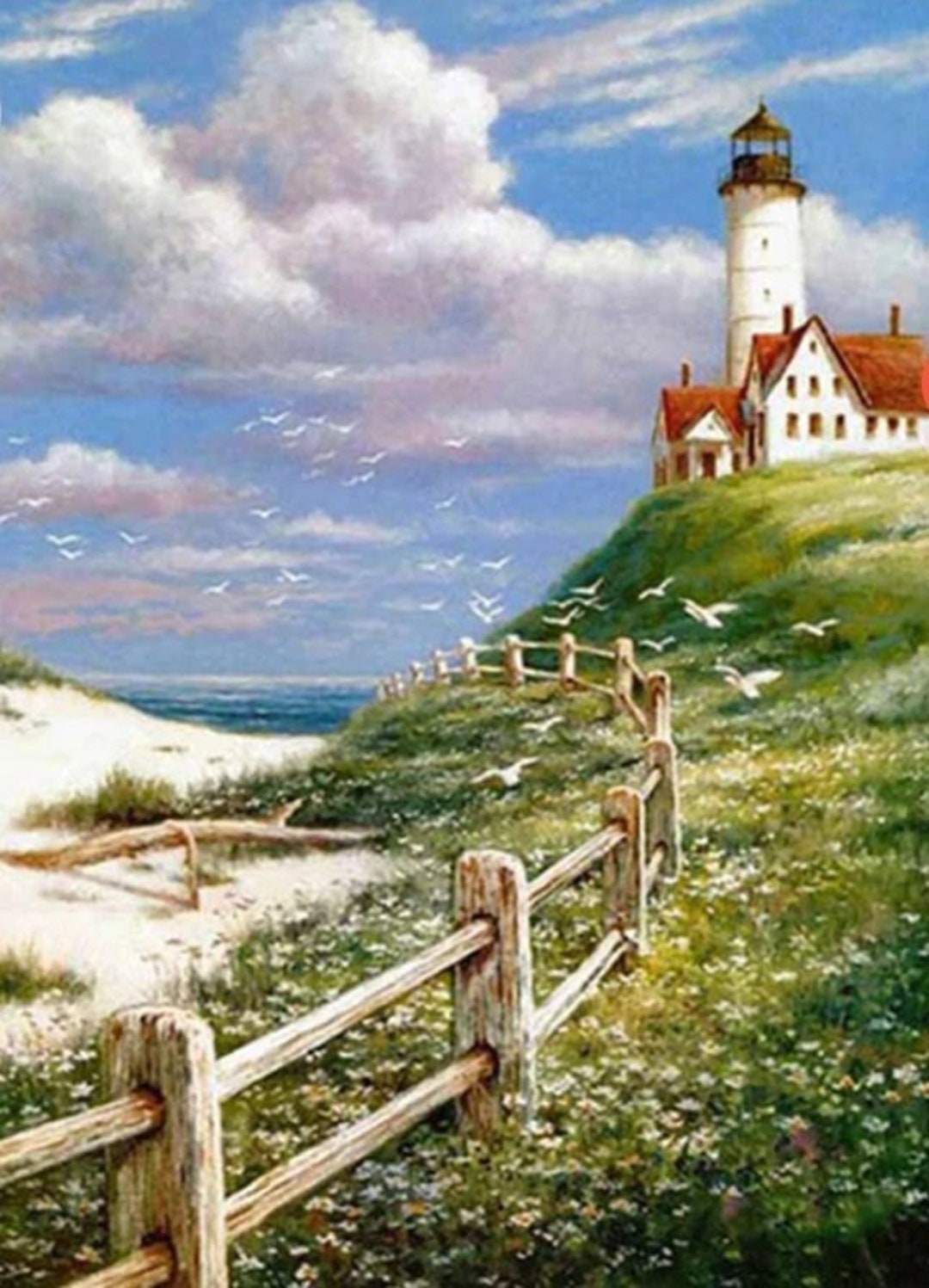 Lighthouse/landscape (round) 30x40cm Diamond Art Kit - Etsy