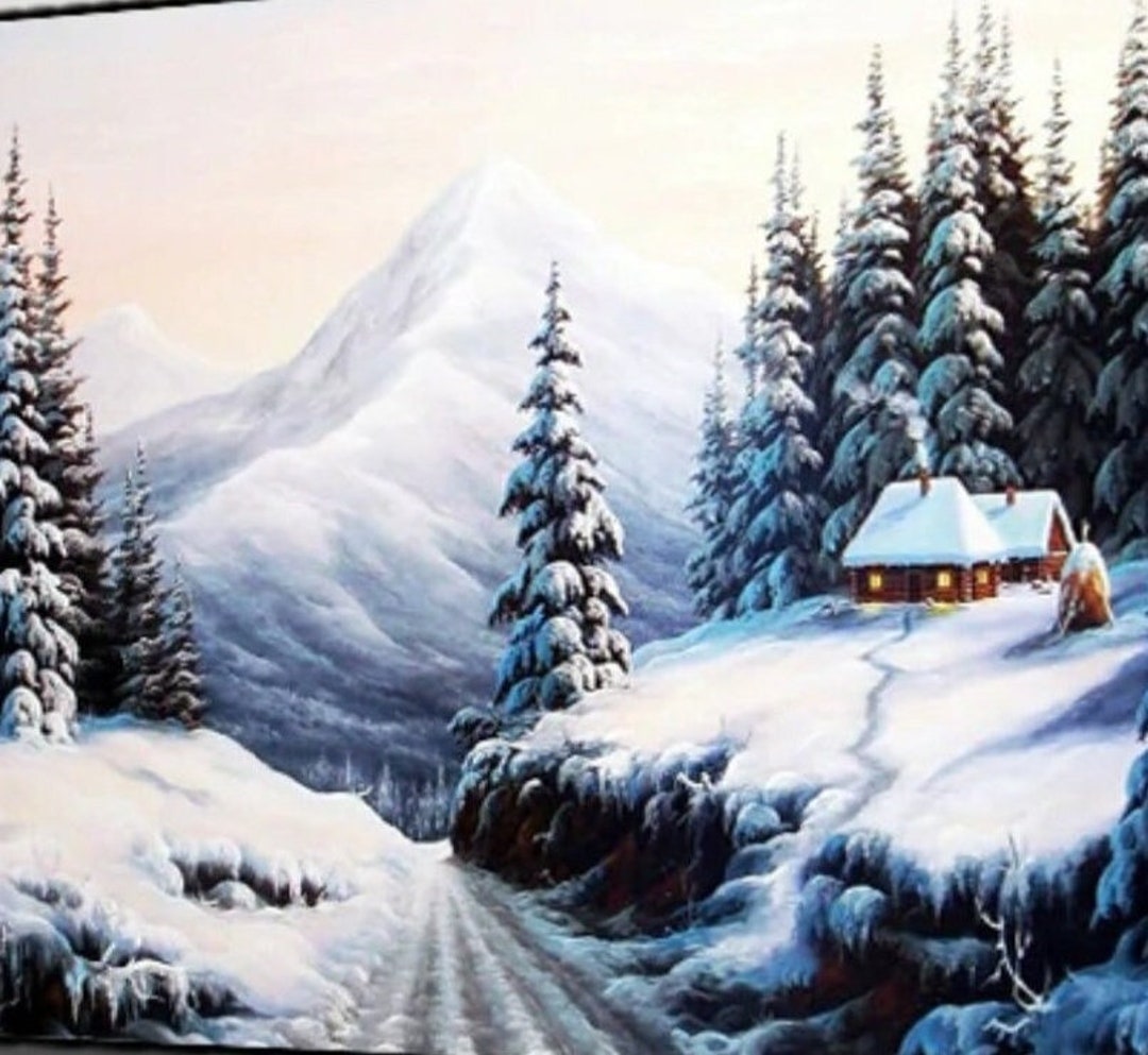 Winter Scene round 40x50cm Diamond Art Kit - Etsy