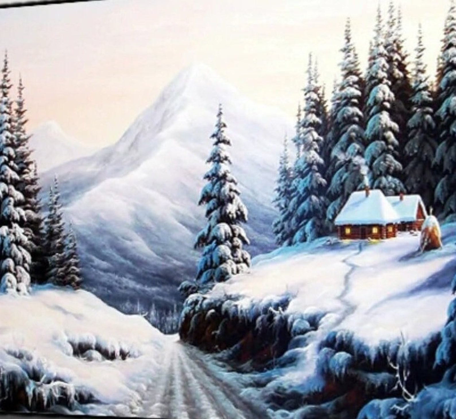 Winter Scene round 40x50cm Diamond Art Kit - Etsy