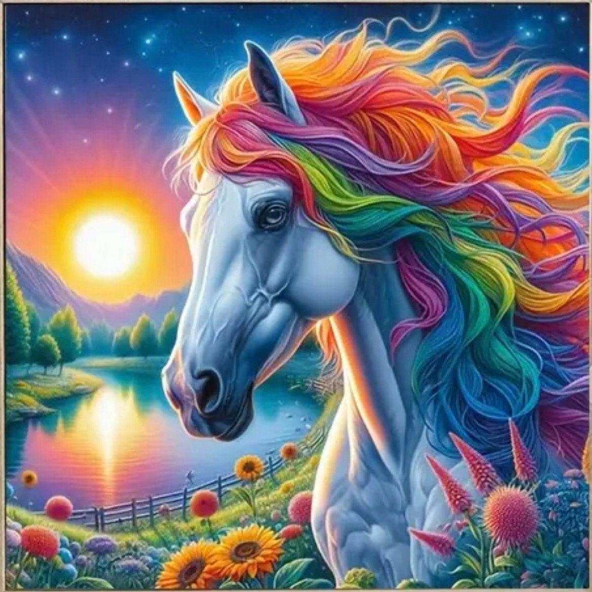 Rainbow Horse (round) 40x40cm Diamond Art Kit - Etsy