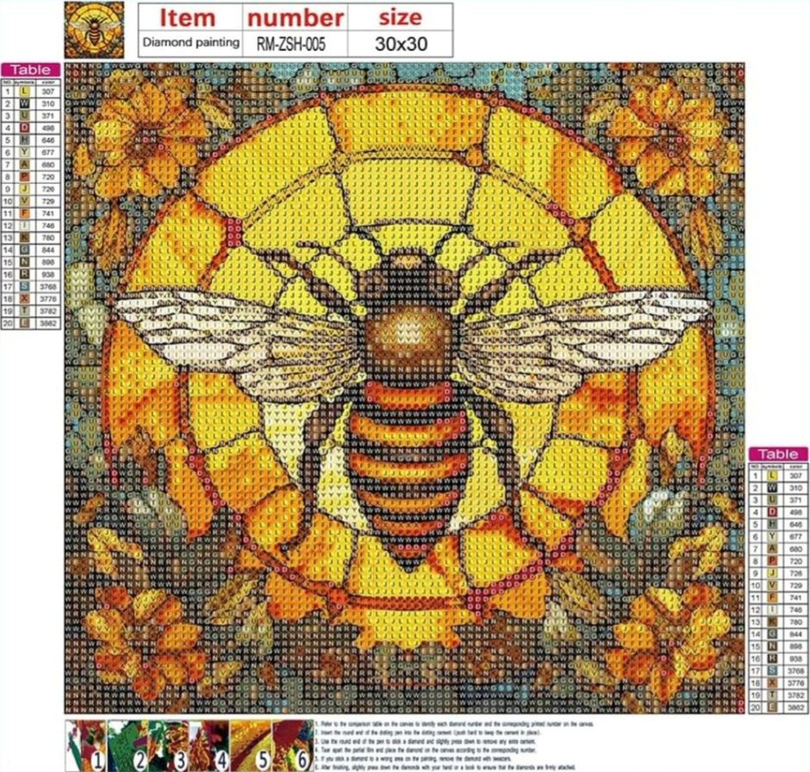 Bee (round) 30x30 Diamond Art Kit - Etsy