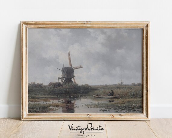 Rustic Farmhouse Landscape Vintage Wall Art Antique Oil - Etsy