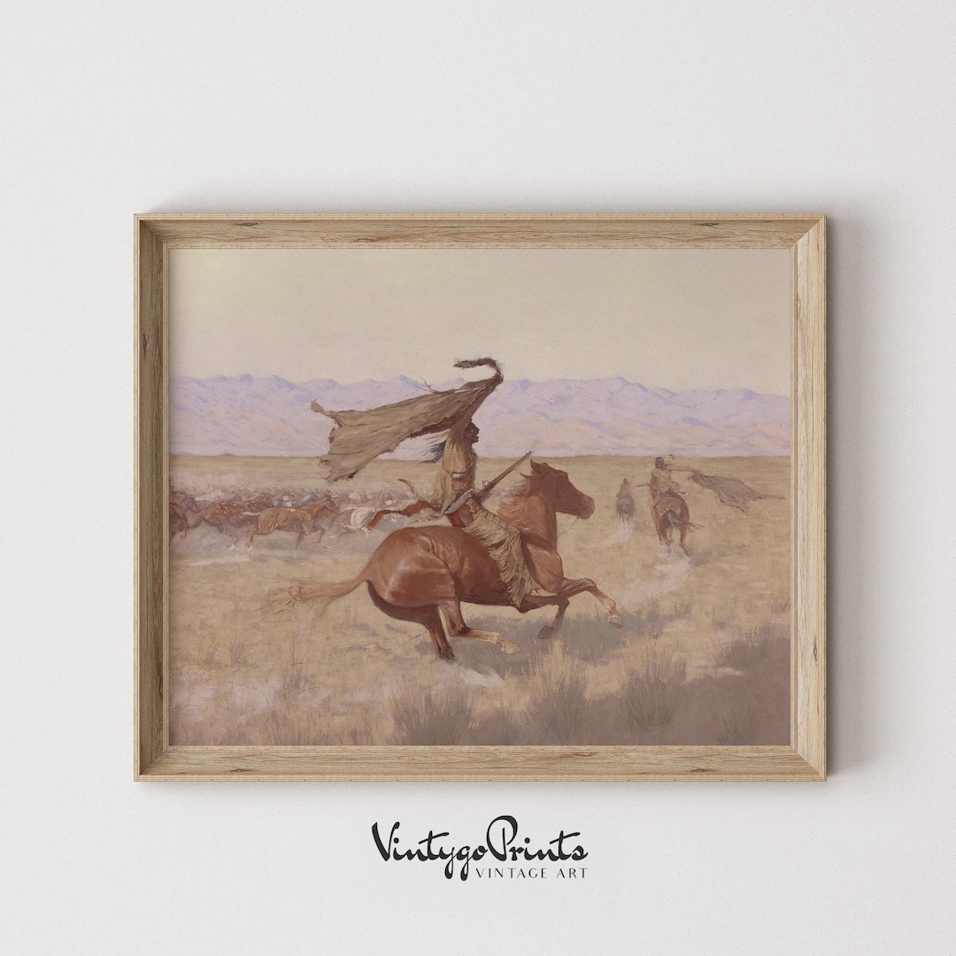 Mid Century Native American Oil Painting Vintage Southwest Theme Battle ...