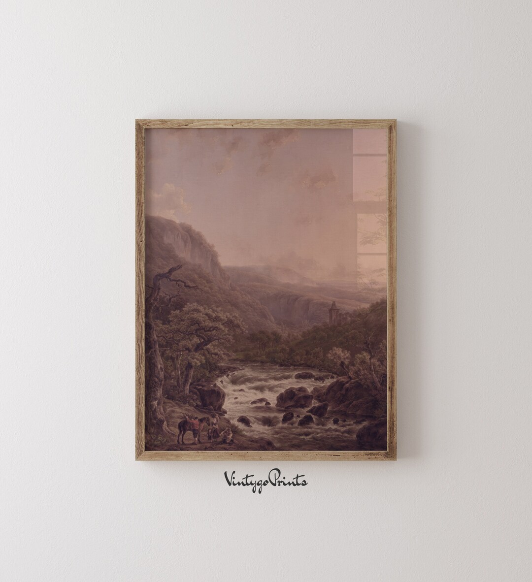 Rustic Stream Landscape | Vintage Wall Art | Neutral Oil Painting ...