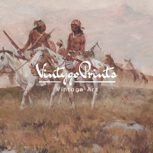 Vintage Native Americans Oil Painting | Rural Landscape Wall Art ...