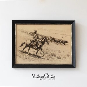 Vintage Horse Rider Drawing | Western Cowboy Sketch Art | Old West ...