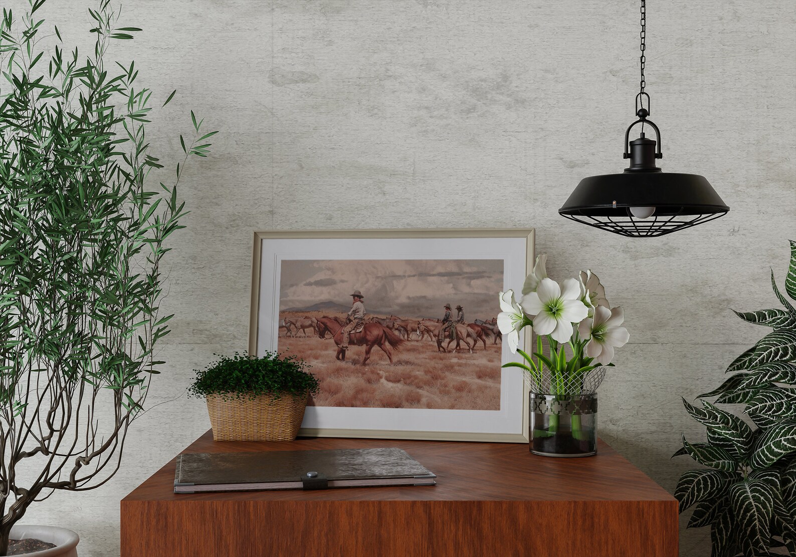 Rustic Western Print Vintage Cowboy Oil Painting Old West - Etsy